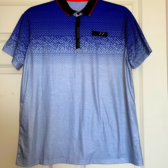 Shirts | Mens Polo Style Shirt With Dark Blue Gradient Accent Red Blue ...